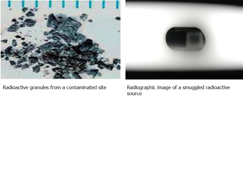 Right: Radiographic image of a smuggled radioactive source Left ...