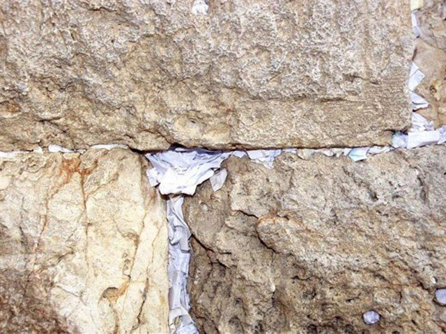 Notes placed in the Western Wall