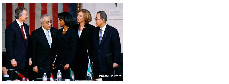 Quartet Envoy Blair, Palestinian PM Fayyad, Secretary Rice, Israel FM ...