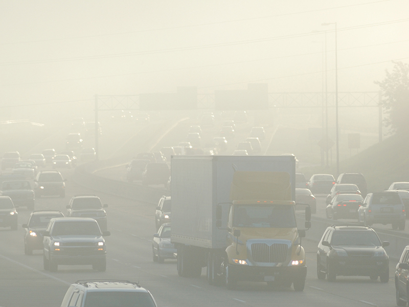 Ozone mixed with smog. Formed after air pollutant emissions