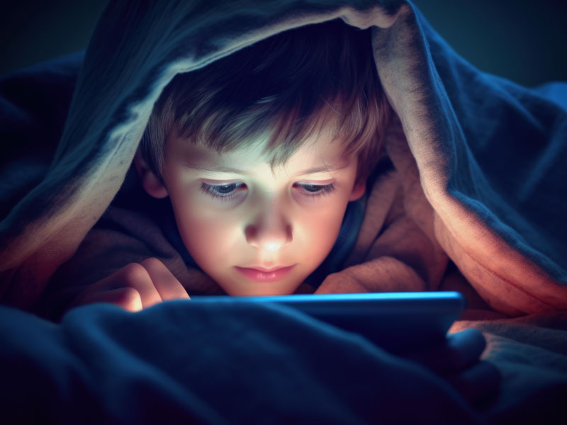 A child viewing a mobile phone