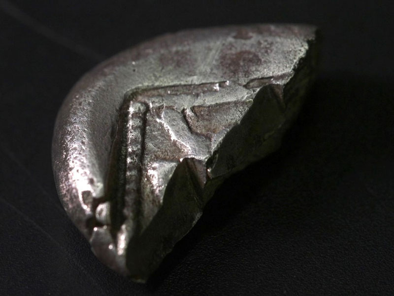 The rare silver coin found in the excavation