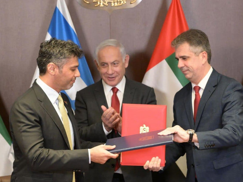 PM Netanyahu, FM Cohen and UAE Amb. Mohamed Al Khaja