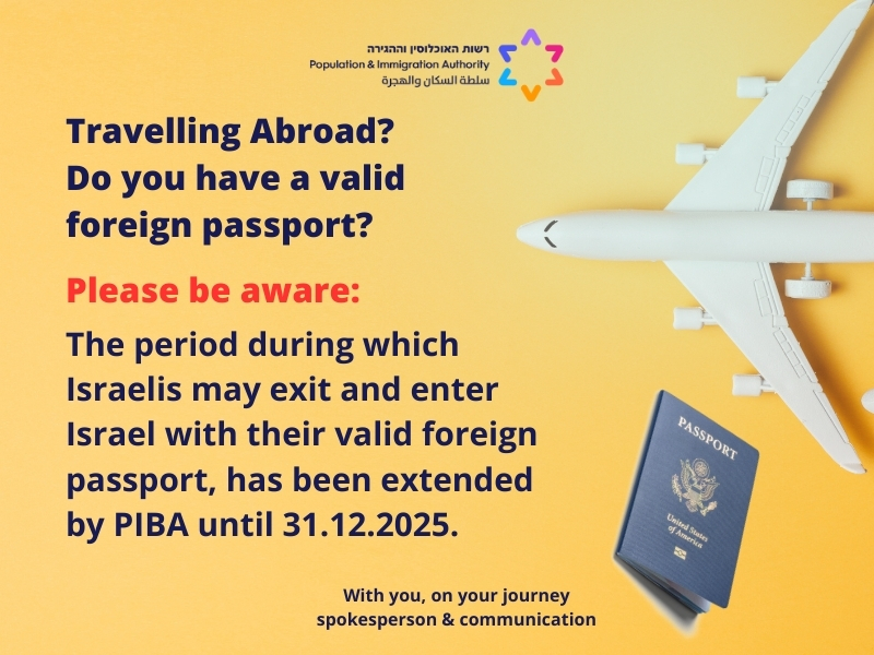 The period during which Israelis may exit and enter Israel with their ...
