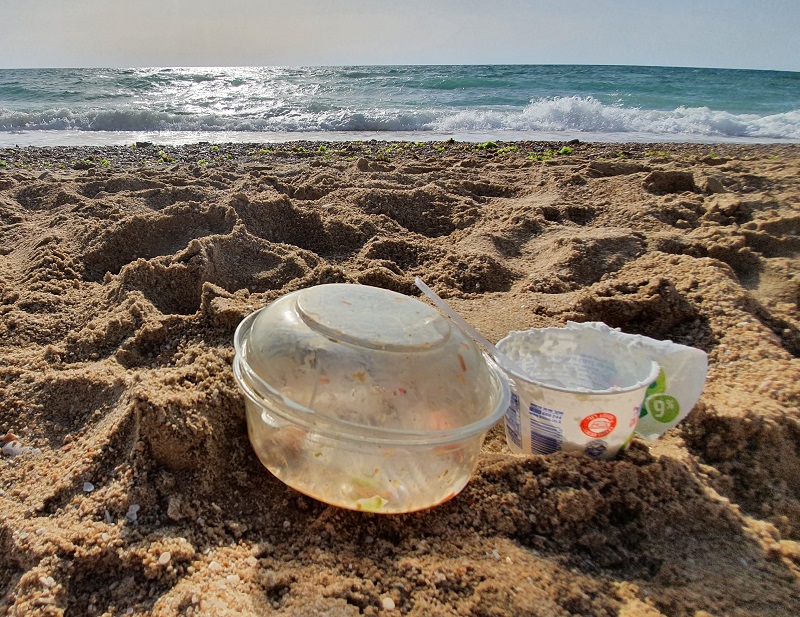 Litter left on the beach