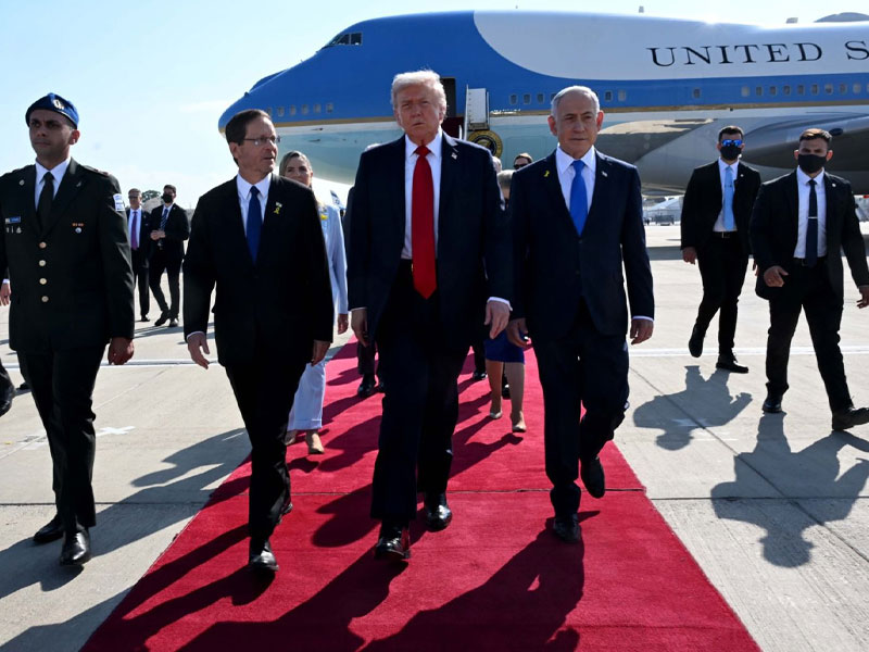 President Trump arrived in Israel and was welcomed by President Herzog ...