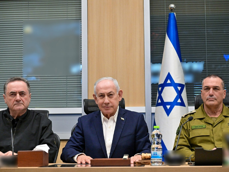 PM Netanyahu with MOD Katz and IDF Chief of Staff Eyal Zamir at teh ...